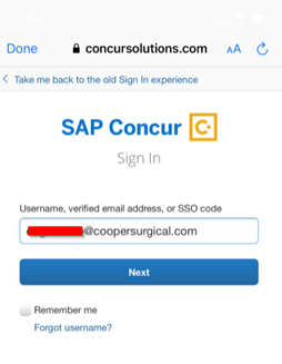 OneCooper Concur Mobile Access using Okta – CooperSurgical