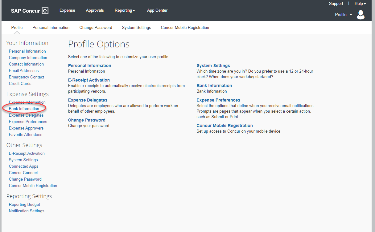 Concur Add Banking Information – CooperSurgical